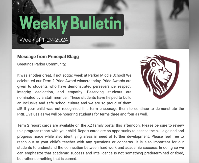 Parker Middle School Weekly Bulletin: Week of Jan. 29, 2024 - Parker ...