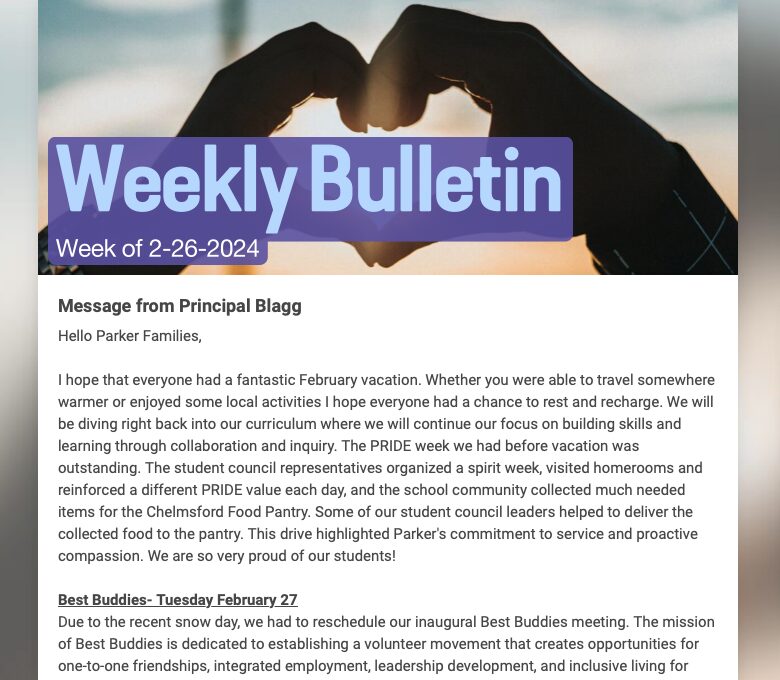 Parker Middle School Weekly Bulletin: Week of Feb. 26, 2024 - Parker ...
